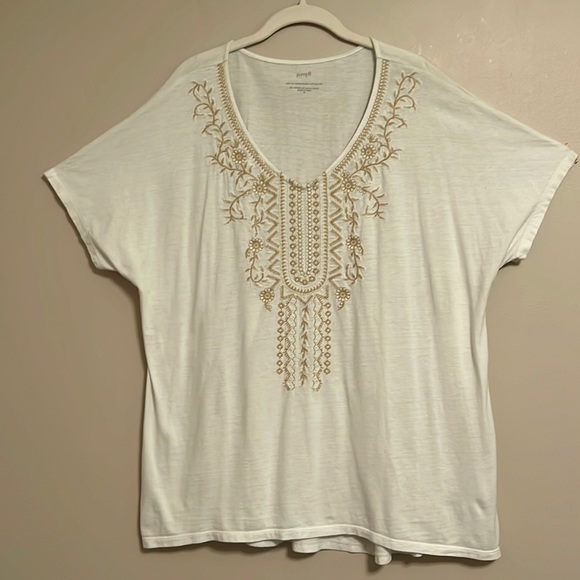 J. Jill | Tops | Pure J Jill Embroidery White Top Xl | Poshmark